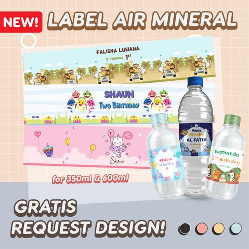 Jual Stiker Label Botol Air Mineral Aqua Custom Ulang Tahun Anak - 5x23 ...