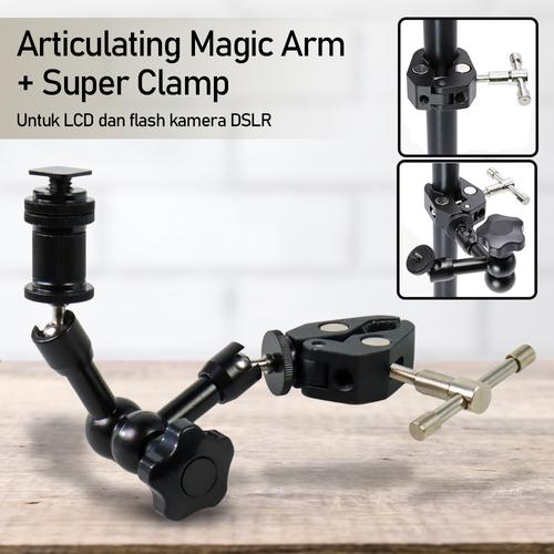 Jual Articulating Magic Arm + Super Clamp DLSR LCD Flash / Arm Kamera ...