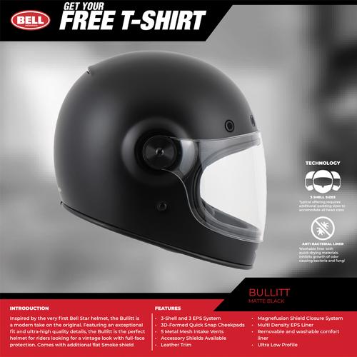 Promo Helm Bell Bullitt Matte Black Full Face Retro - XL Cicil 0% 3x ...