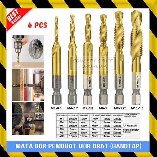 Jual MATA BOR HAND HEX DRILL TAP SENAI PEMBUAT ULIR DRAT M3 M4 M5 M6 M8 ...