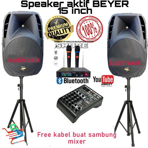 Jual Paket Sound System Speaker BEYER 15 inch Dua aktif Bluetooth Original - BYJB15A - Jakarta ...