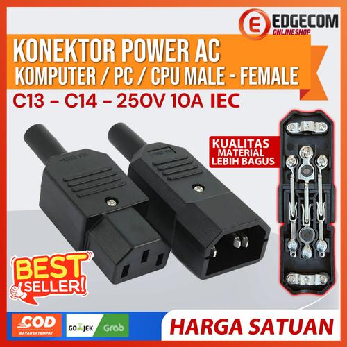 Jual Konektor Steker Kabel AC IEC C13 Female Plug Adapter 3 Pin - C13 ...