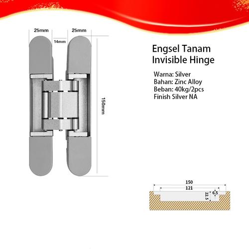Jual Invisible Door Hinge Engsel Tanam Adjustable Engsel Deer Zinc ...