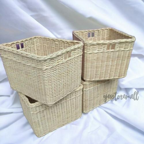 Jual KERANJANG LACI ROTAN BESAR 3 UKURAN - 30x19x17 cm, natural pernis ...