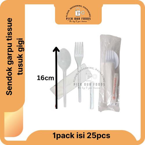 Promo Sendok Garpu Putih 1 set Tissue dan Tusuk Gigi Higienis Steril ...