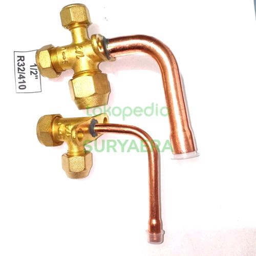 Jual KRAN OUTDOOR AC R32 R410A UKURAN 1/4 -1/2 SET PENTIL isi R32 R410a ...