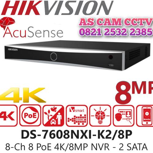 Jual DS-7608NXI-K2/8P - NVR HIKVISION 8CH AcuSense IP Cam PoE Up To 12MP 4K - +HDD 4TB - Jakarta ...