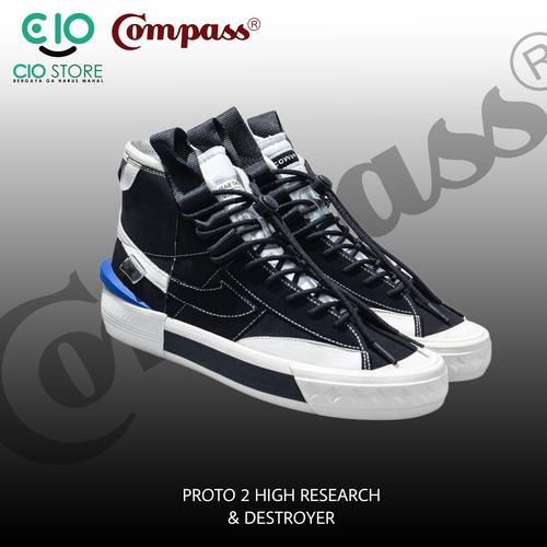 Jual Sepatu Compass Proto 2 High Resources & Destroy Black White ...