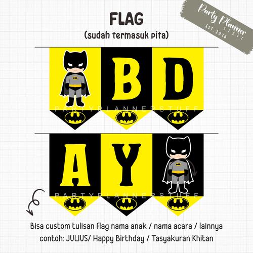 Jual Flag / banner / bendera tema batman / dekorasi ulang tahun tema ...