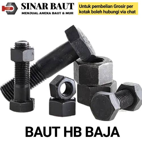 Jual BAUT MUR HB BAJA M6 M8 M10 M12 HEXAGONAL BOLT BAUT KEPALA KUNCI ...