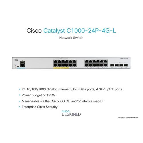 Jual CISCO Catalyst 1000 Series Switch C1000-24P-4G-L 24 Port Gigabit ...