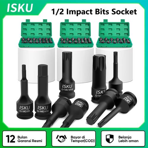 Promo ISKU Impact Bit Socket Panjang 1/2'' 10pcs Mata Kunci Shock ...