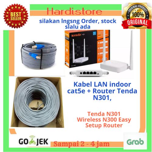 Jual Kabel LAN UTP Cat5e +Router Tenda WIFI Wireless 300 Mbps Paket ...