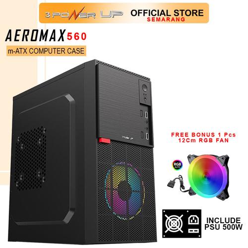 Jual 3PowerUp Casing Gaming AEROMAX AM-560 with PSU 500W m-ATX Case ...