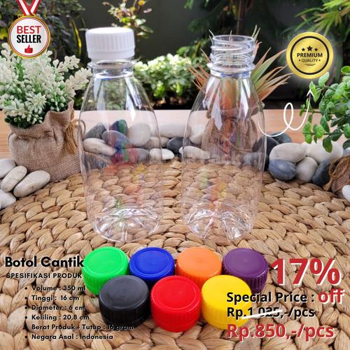 Jual Botol plastik PET 350ml cantik minuman jus susu kopi tutup LN ...
