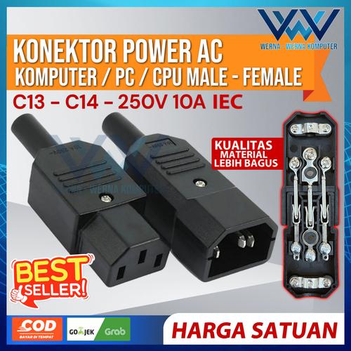 Jual Socket Konektor Power Komputer C14 C13 Male Female AC 220V 10A - Male & Female - Jakarta ...