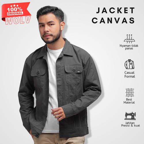 Promo Jaket Kanvas Pria Canvas Jacket Trucker Wolv - Cream Khakis, M ...