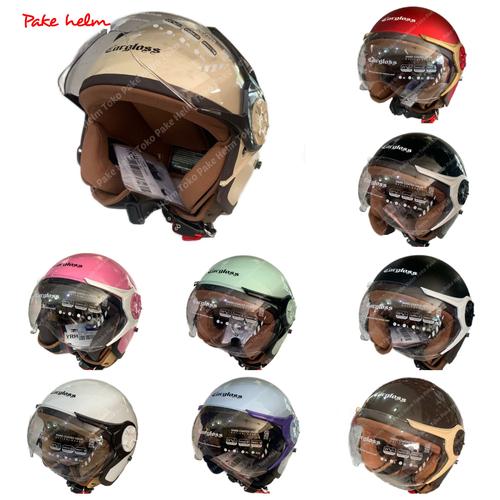 Jual Helm cargloss hijab retro original half face - Grey Glossy ...