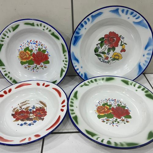 Jual Piring Enamel Jadul Motif Bunga/Piring Seng Enamel Ukuran 22cm ...