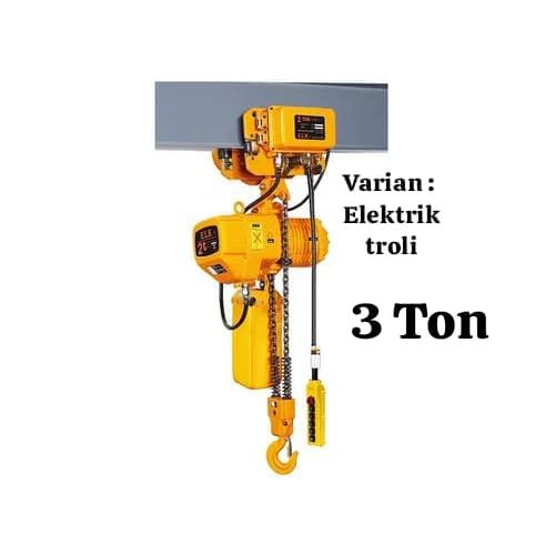 Jual Electric chain hoist JAPAN + trolley 3 ton . katrol dan troli ...
