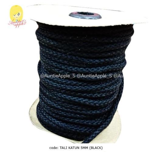 Jual Tali Tambang Katun 5Mm Black/Tali Tas Serut/Diy Macrame/Tali ...