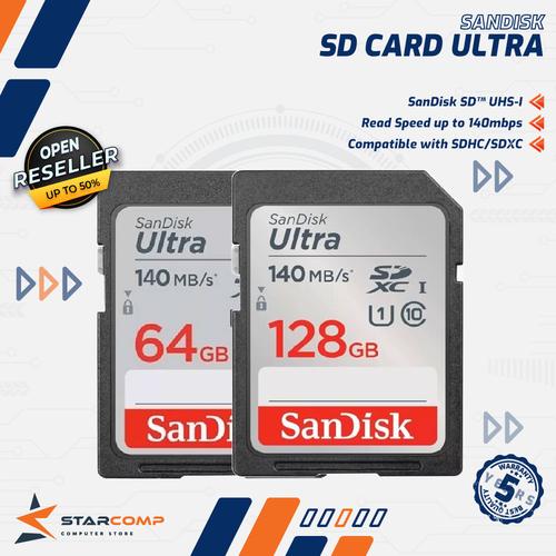 Jual Sandisk SD Card Ultra 140 Mbps Original / SD CARD 140MBPS - 128gb ...