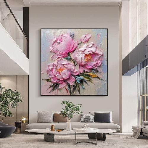 Jual lukisan dinding ruang tamu bunga timbul modern art 80x80 cm - Kab ...