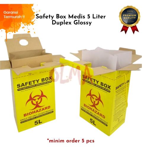 Jual safety box medis 5 liter inner+tali komplit/biohazard/sampah ...