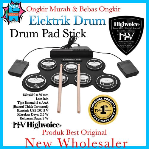 Jual Drum kit 7 set Pro Elektrik highvoice Dram stick original ...