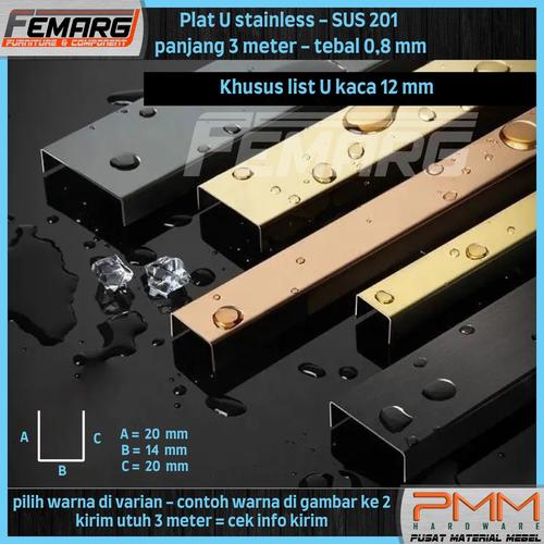 Jual PLAT STAINLESS UNTUK KACA 12mm FEMARG sus 201 304 mirror hairline ...