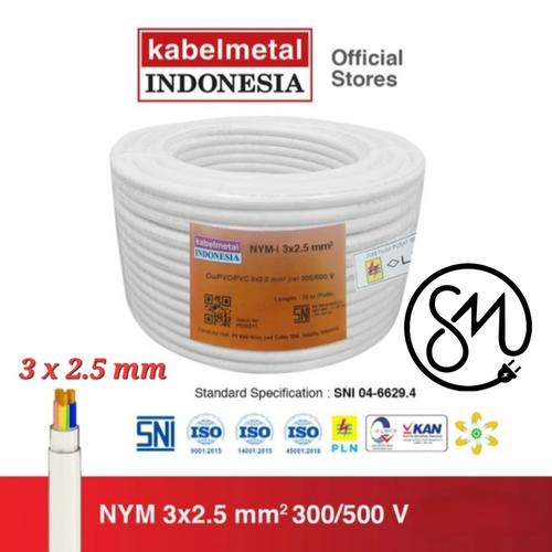Jual Kabel NYM 3x2.5 merek metal meteran SNI Kawat tunggal 3x2,5 mm ...