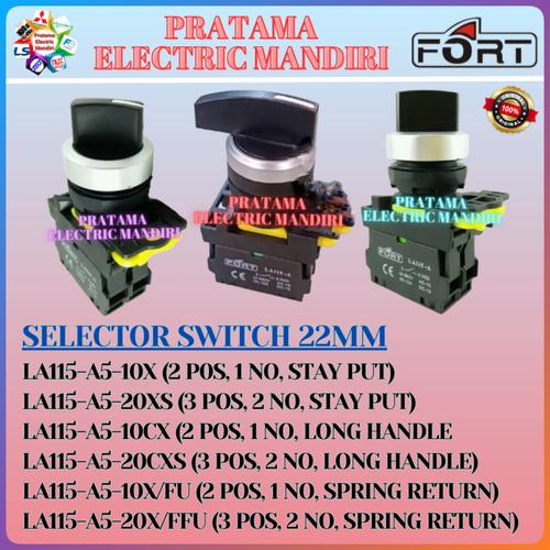 Jual FORT SELECTOR SWITCH STAY 22MM LA115-A5-10X 2 POS LA115-A5-20XS 3 ...
