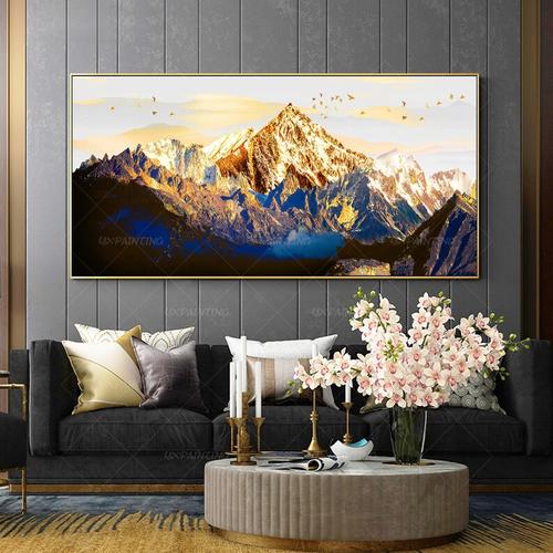 Jual lukisan tangan gunung poil emas - 80x120+frame - Kab. Bandung ...