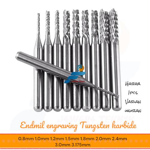 Jual mata endmil engraving 0.8mm 1.0mm 1.2mm 1.5mm 1.8mm 2.0mm 2.4mm 3 ...