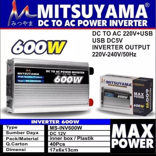 Jual INVERTER POWER DC TO AC 600WATT MERK MITSUYAMA WITH USB 5V - Kota ...