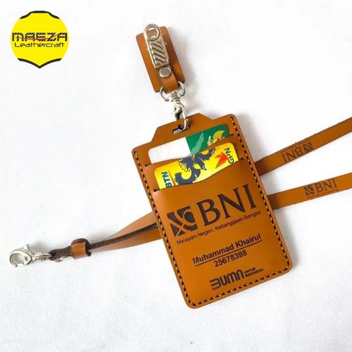 Jual Name tag id card holder kulit asli - id card kulit custom name tag ...