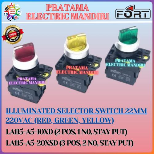 Jual FORT ILLUMINATED SELECTOR SWITCH 22MM LA115-A5-10XD LA115-A5-20XD ...