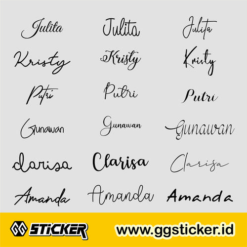 Jual Sticker Cutting Nama Bebas Custom Tipe Latin Tanda tangan ...