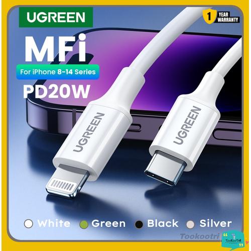 Jual UGREEN Kabel Charger Iphone MFI 20W Fast Charging Type C to Lightning - Putih, 1 meter ...