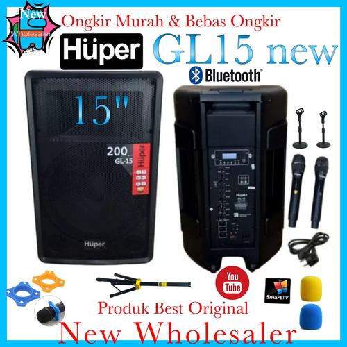 Jual speaker Aktif Huper 15inch Wireless portable audio GL15 original ...
