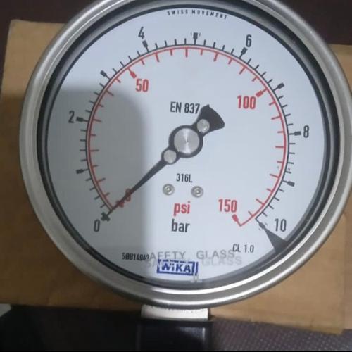 Jual Wika Pressure Gauge 4 inch bottom 0-10 bar/150 psi full ss ...