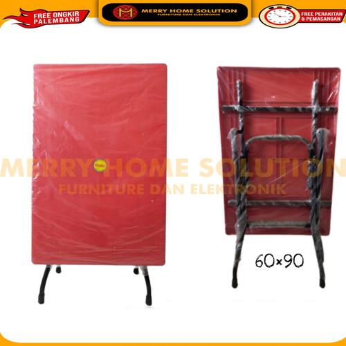 Jual meja lipat merah / meja lipat plastik / meja lipat kaki besi ...