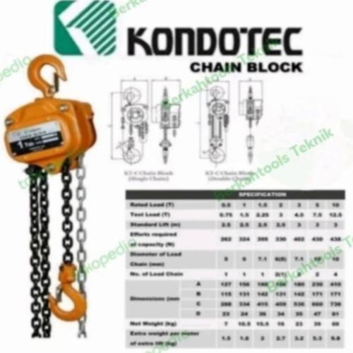 Jual CHAIN Block 2 ton x 5 meter Takel Manual kondotec Made in Japan ...