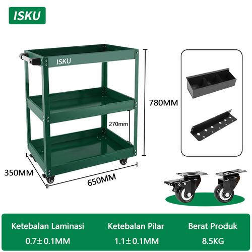 Promo ISKU Troli Bengkel 3 Susun Trolley Trolly Besi Rak Tools Meja ...