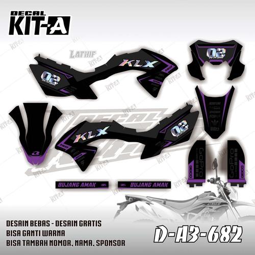 Jual Stiker KLX BF 150 decal fullbody motor Design Abu Ungu D-A3-682 ...