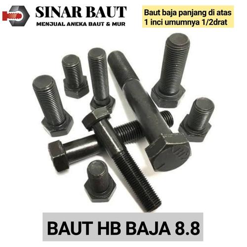 Jual BAUT MUR BAJA HTB 1/4 5/16 3/8 7/16 1/2 5/8 3/4 7/8 1 Hexagonal ...