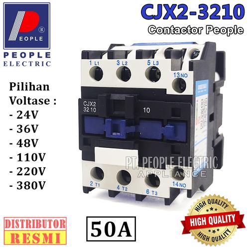 Jual CONTACTOR KONTAKTOR CJX2-3210 PEOPLE 24V, 36V, 48V, 110V, 220V, 380V - CJX2-3210-NO, 24V ...