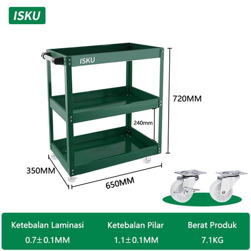 Promo ISKU Troli Bengkel 3 Susun Trolley Trolly Besi Rak Tools Meja ...