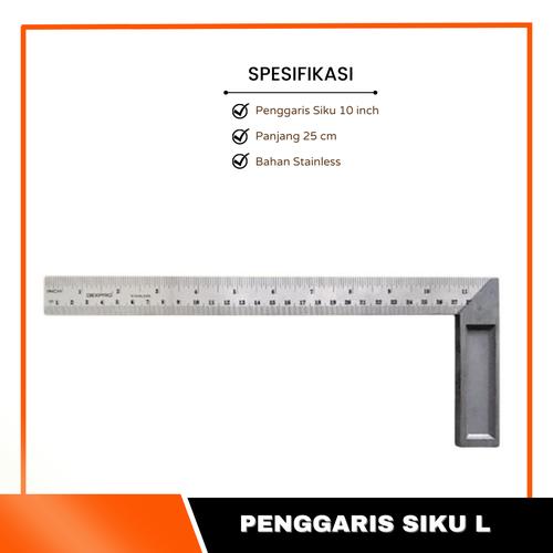 Jual Penggaris Siku L 12 Inch Garisan Meter Tukang Sudut 30Cm Bahan Besi - 12 Inch - Kota ...