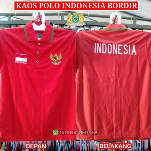 Jual Kaos Polo Timnas INDONESIA Home Merah Full BORDIR AFF 2018 Retro ...
